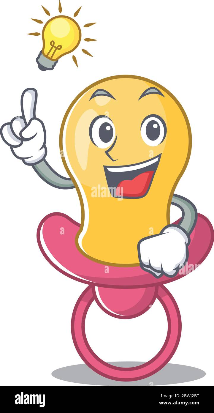 Mascot character of smart baby pacifier has an idea gesture Stock ...