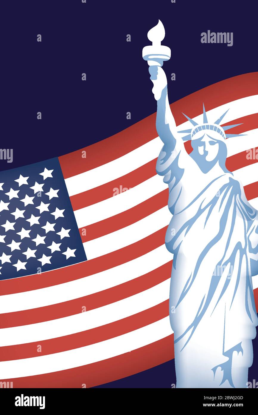 Usa flag and liberty statue vector design Stock Vector Image & Art - Alamy