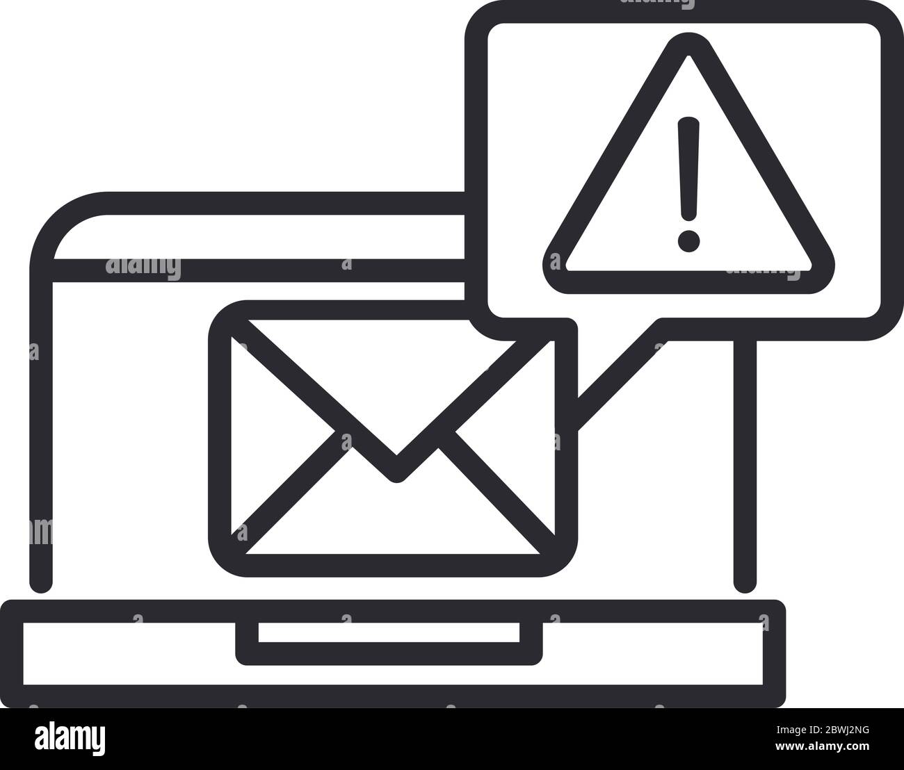 alert icon, laptop email message warning, attention danger exclamation ...