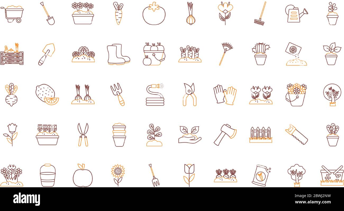 Gardening line style icon set vector design Stock Vector Image & Art ...