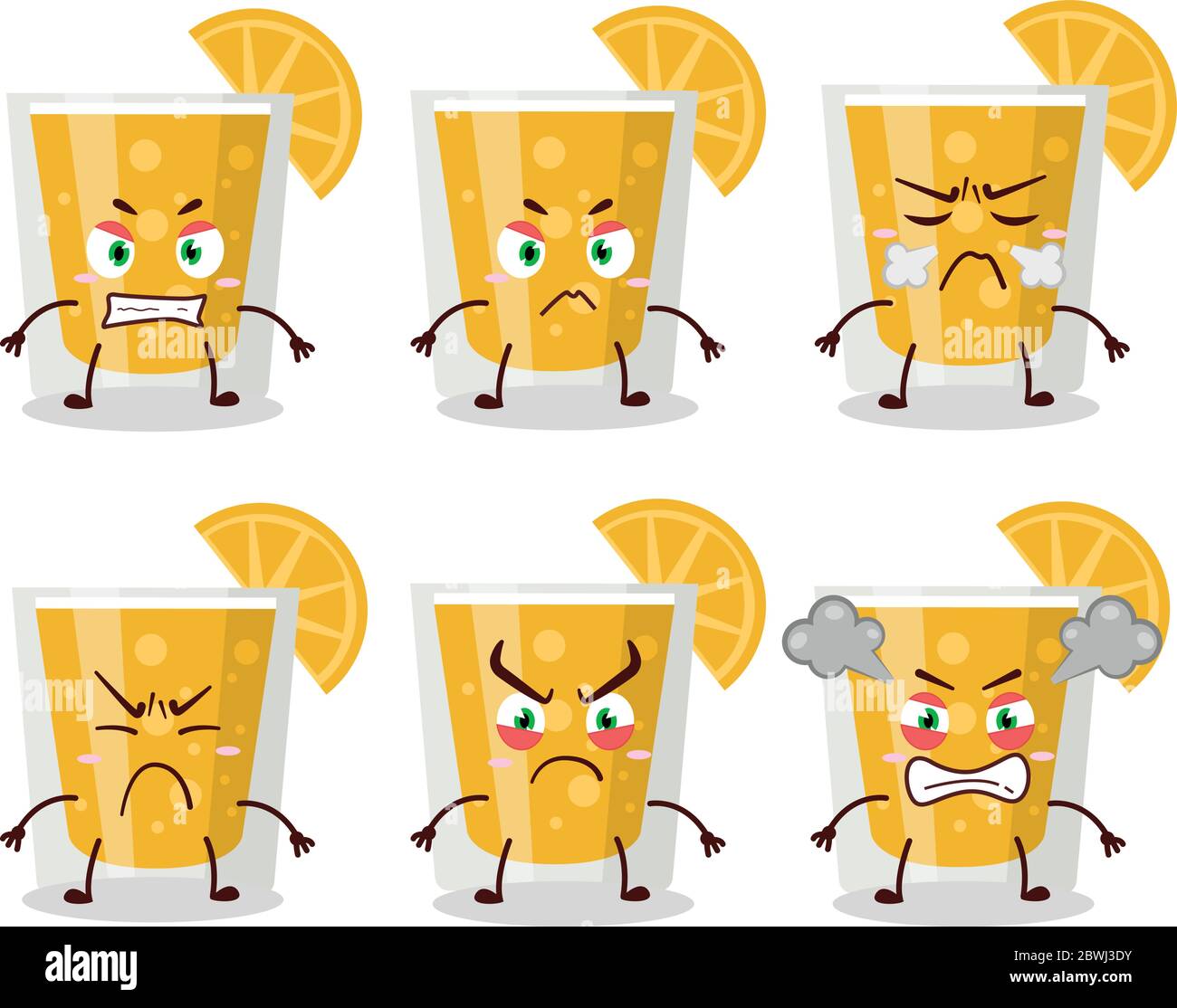 orange juice cartoon character with various angry expressions Stock ...
