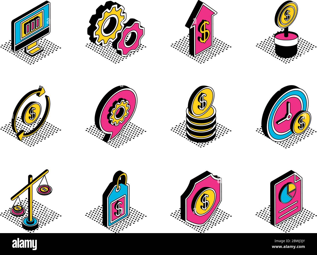 Money and financial isometric style icon set vector design Stock Vector ...