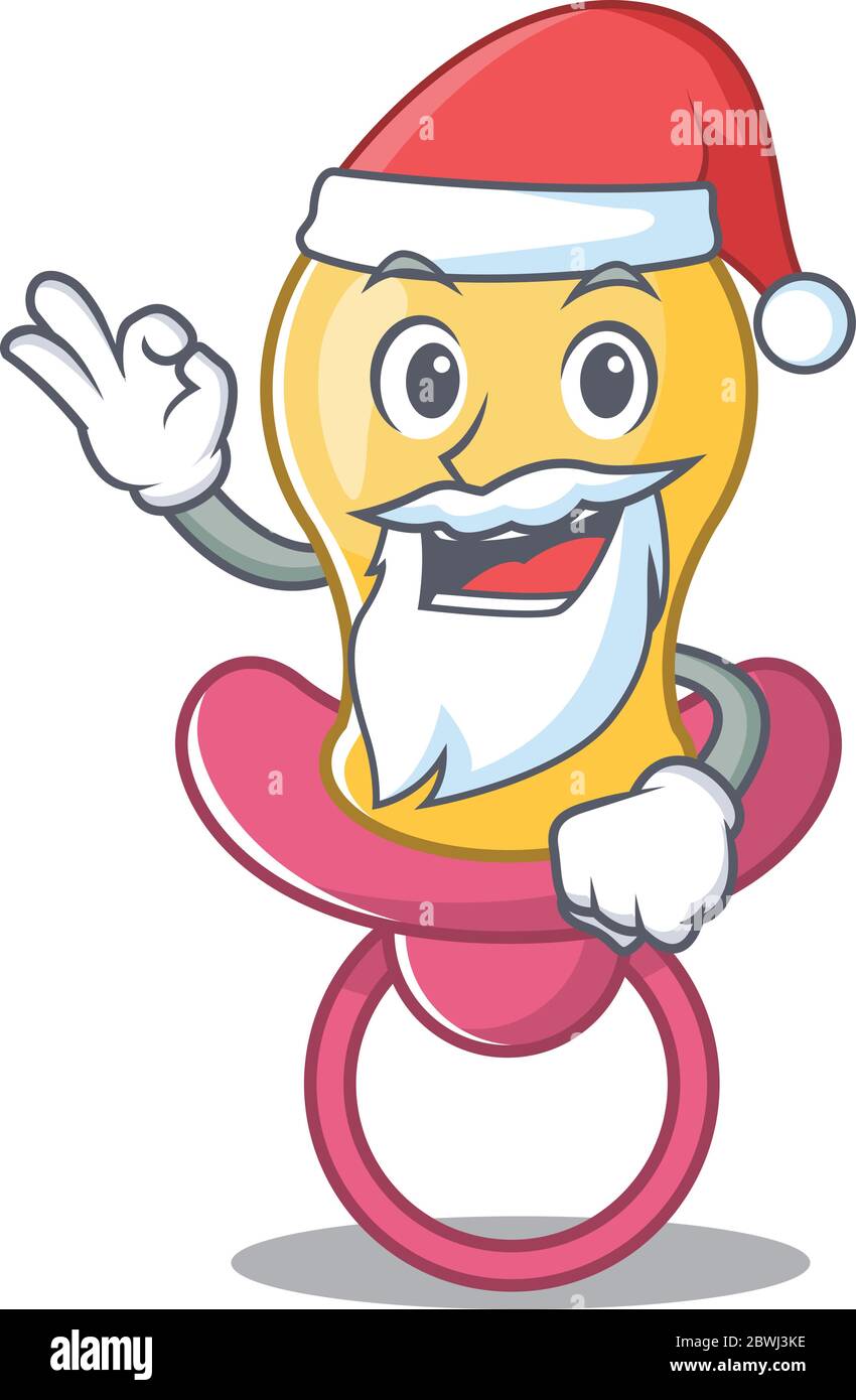 cartoon character of baby pacifier Santa having cute ok finger Stock ...