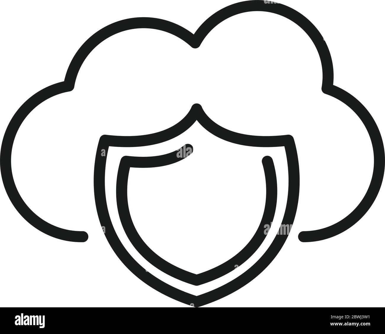 cyber security and information or network protection cloud computing shield line style icon ...