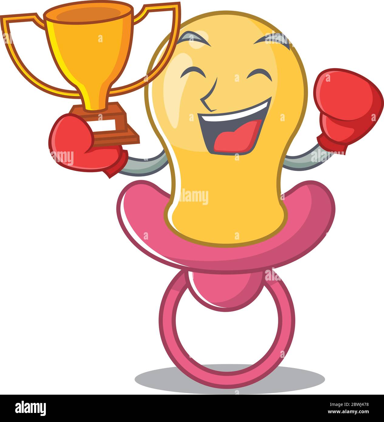 An elegant boxing winner of baby pacifier caricature design concept ...