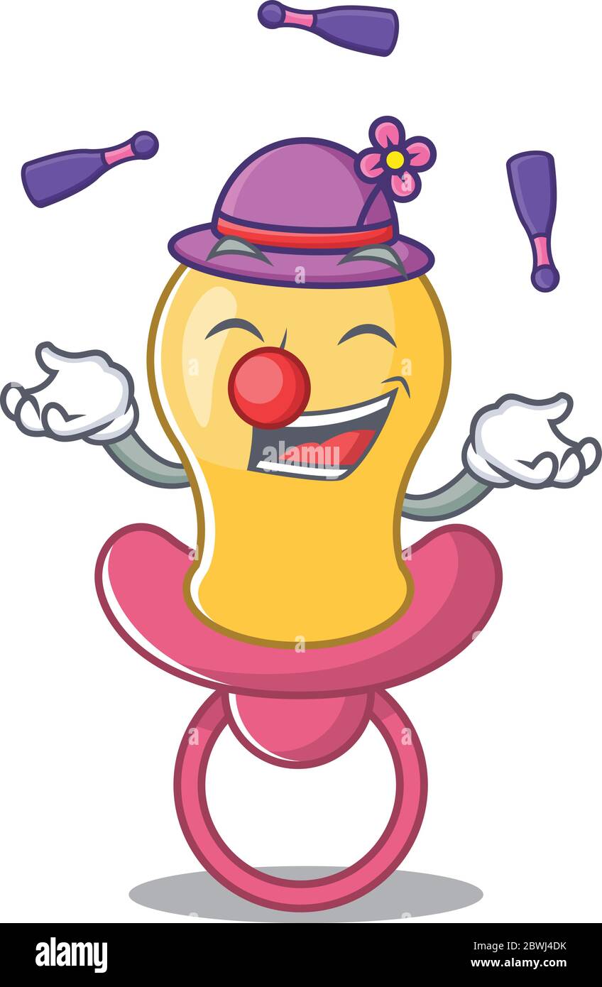 A baby pacifier cartoon design style succeed playing juggling Stock ...