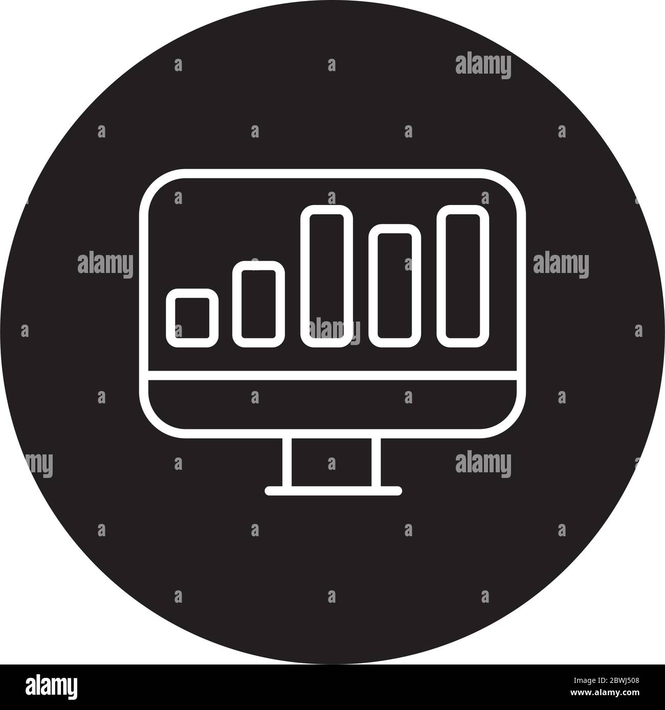 desktop computer with statistics bars line style Stock Vector Image ...