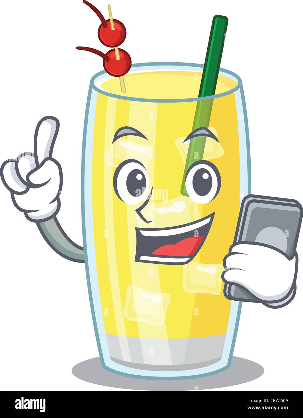 Pina colada cocktail caricature character speaking with friends on ...