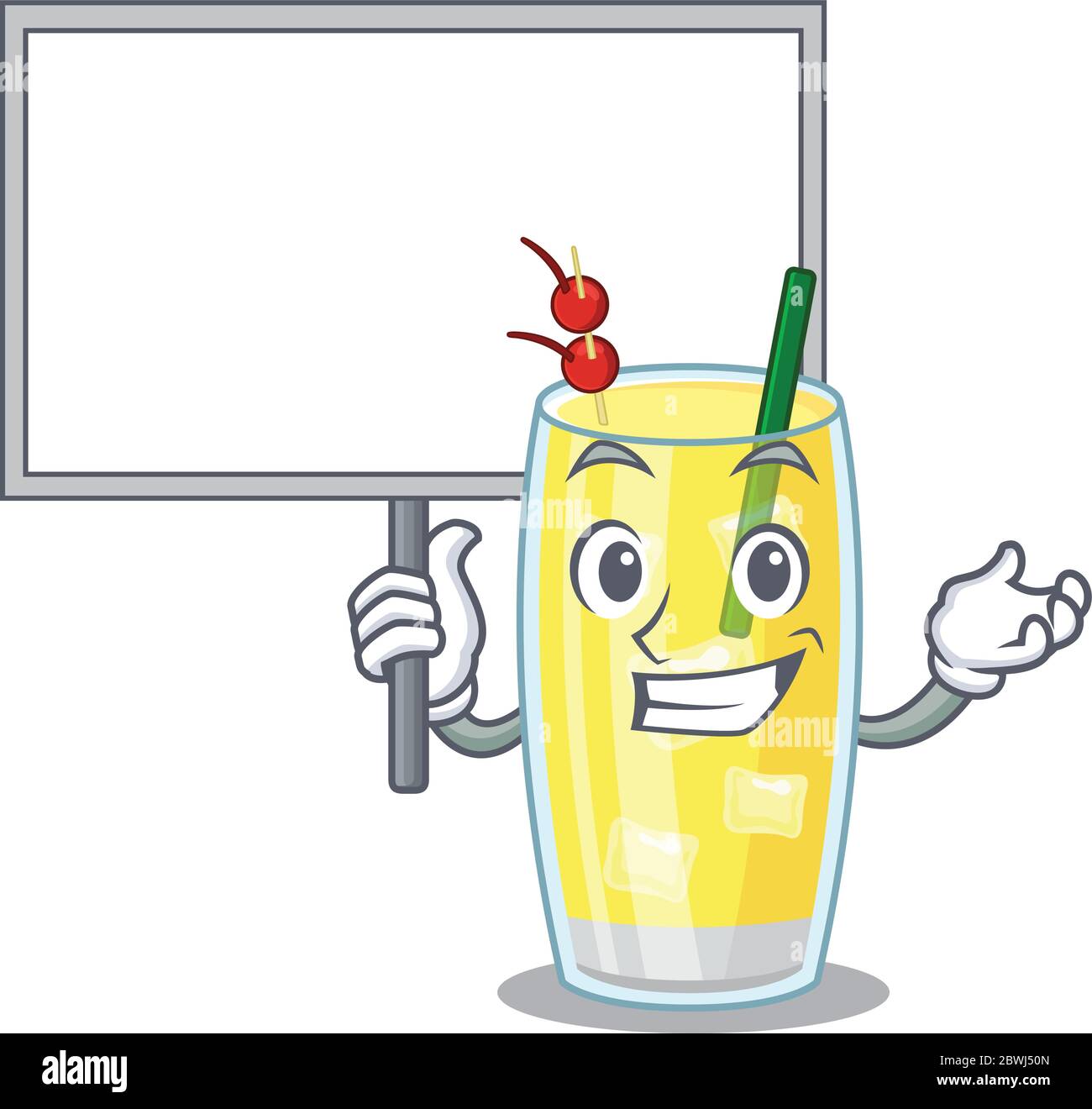 Cartoon picture of pina colada cocktail mascot design style carries a ...