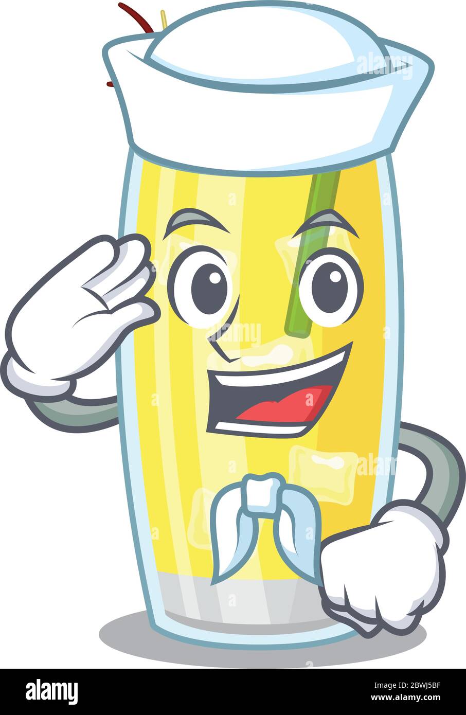 Smiley sailor cartoon character of pina colada cocktail wearing white ...