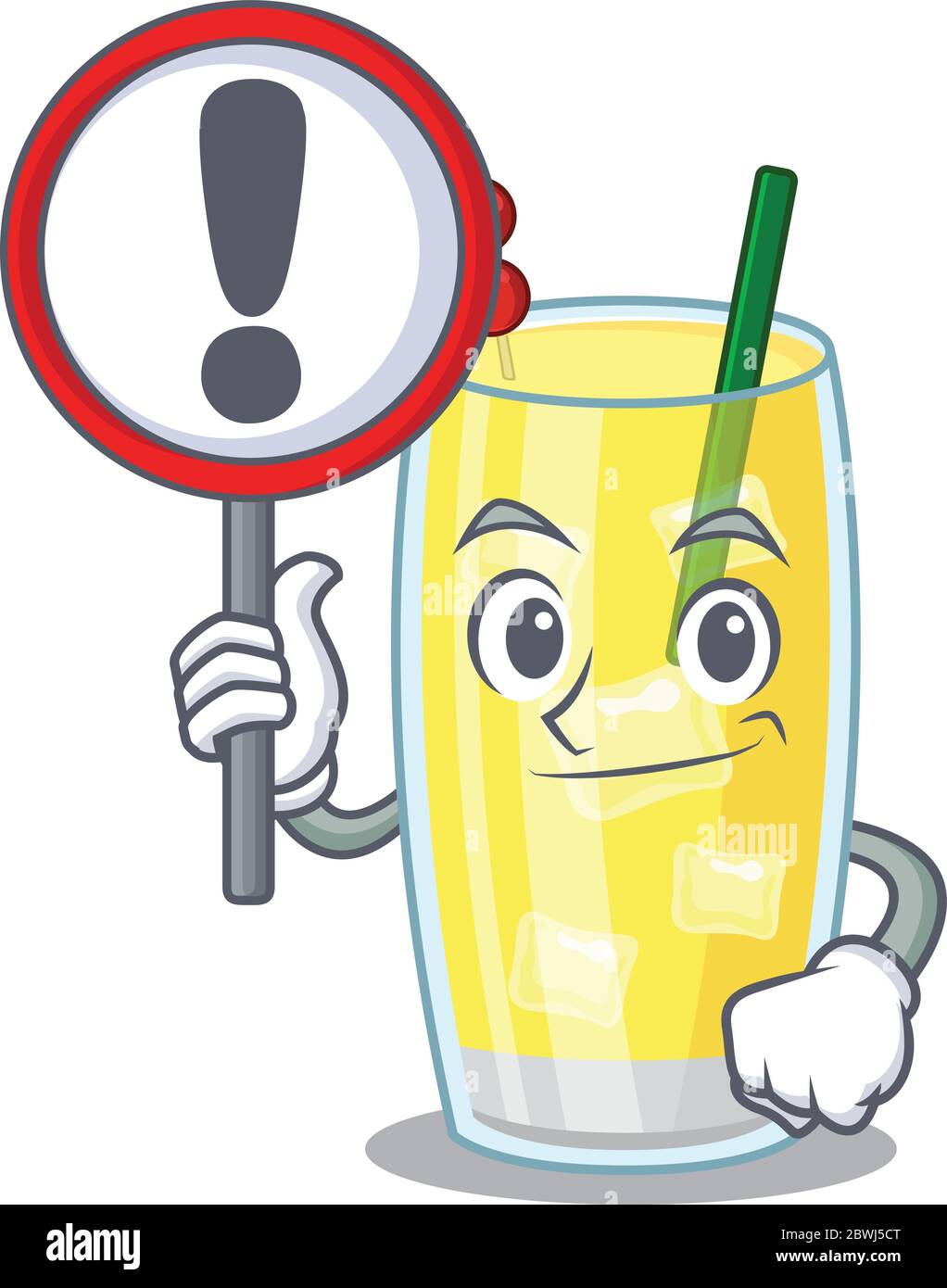 A cartoon icon of pina colada cocktail with a exclamation sign board ...