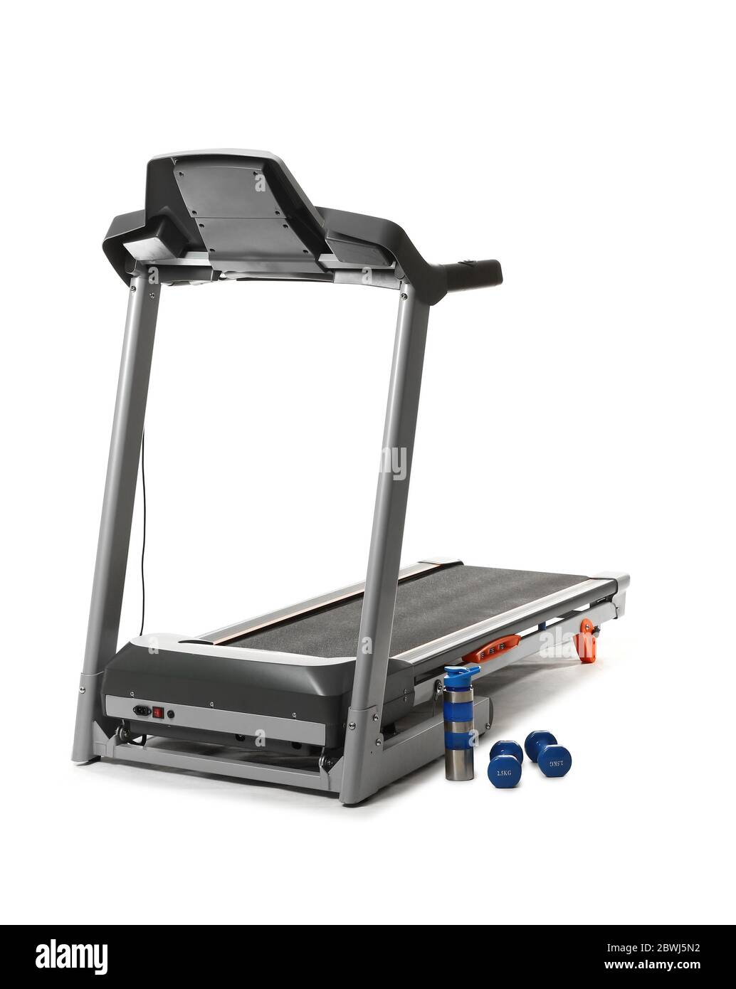 Modern treadmill on white background Stock Photo - Alamy