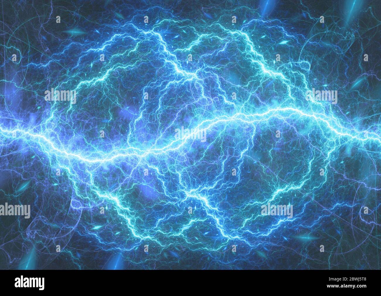 Blue lightning, abstract electrical background, power and energy ...