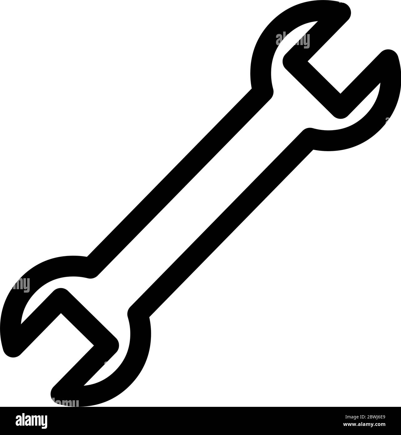 Wrench Line Icon In Flat Style For App, UI, Websites. Black Spanner ...
