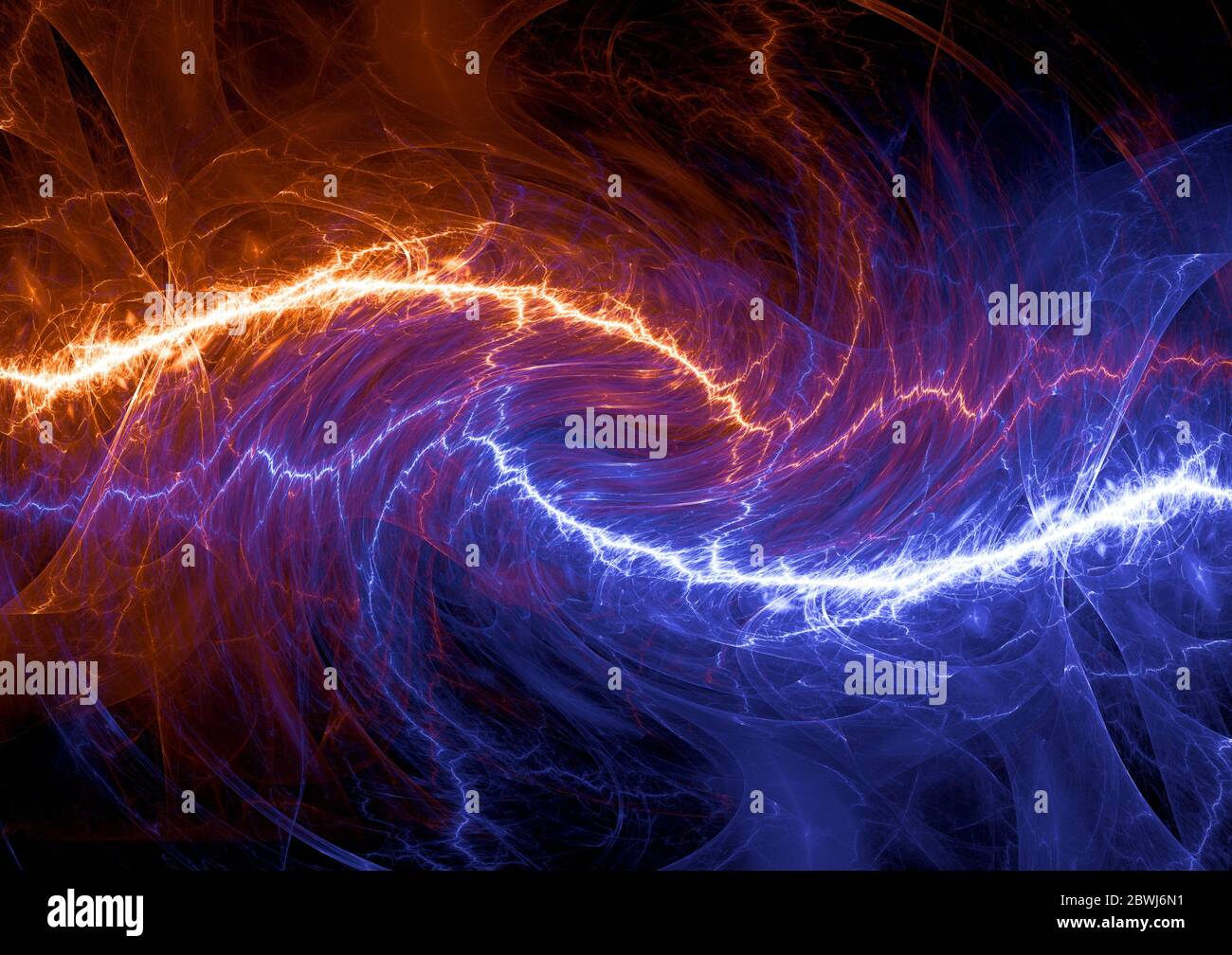 Fire and ice plasma lightning swirl, abstract electrical background ...
