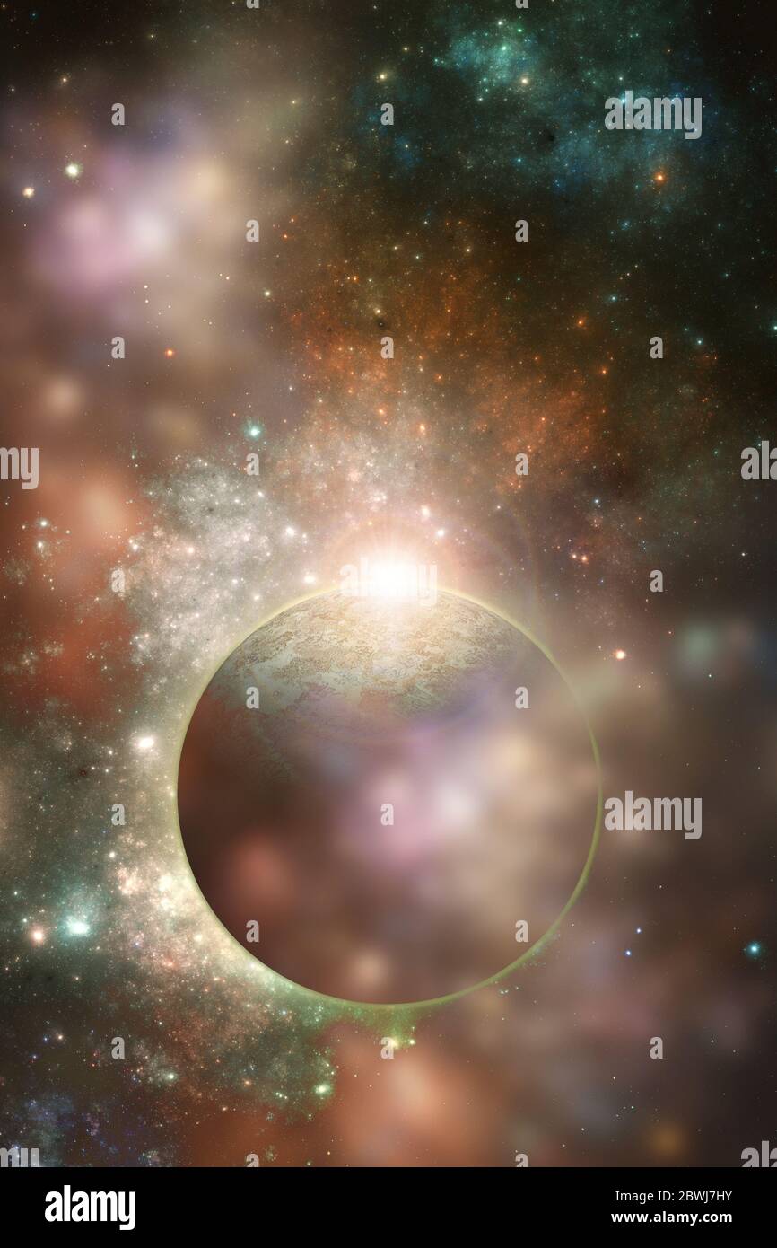 Deep space alien planet, scifi illustration Stock Photo - Alamy