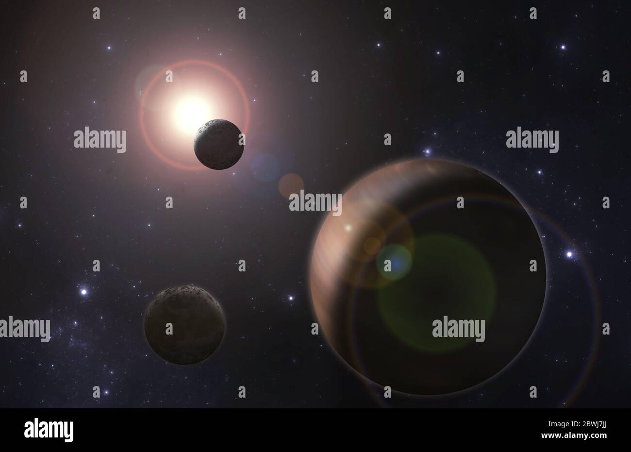 Deep space alien planet, scifi illustration Stock Photo - Alamy