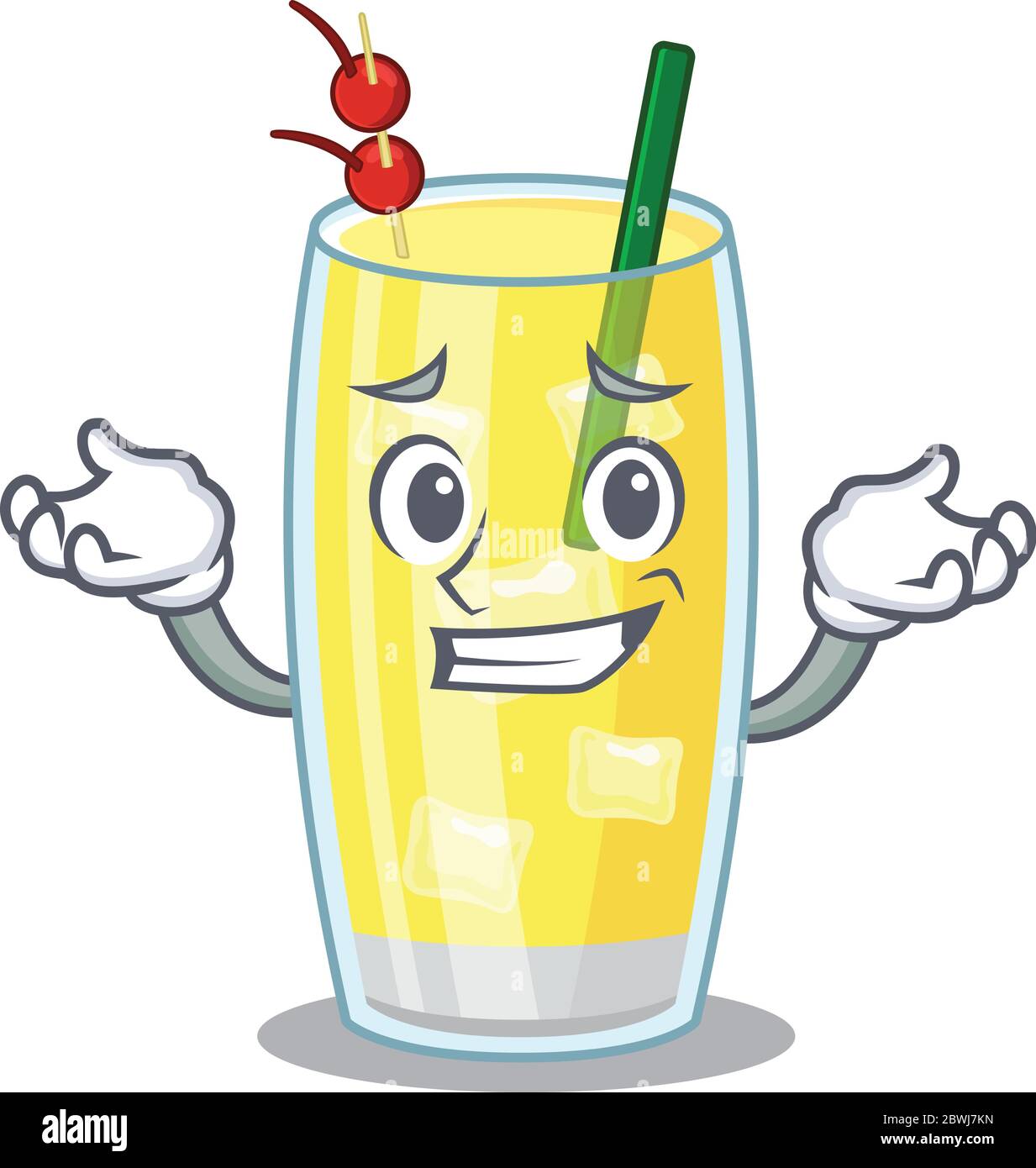 A cute picture of grinning pina colada cocktail caricature character ...