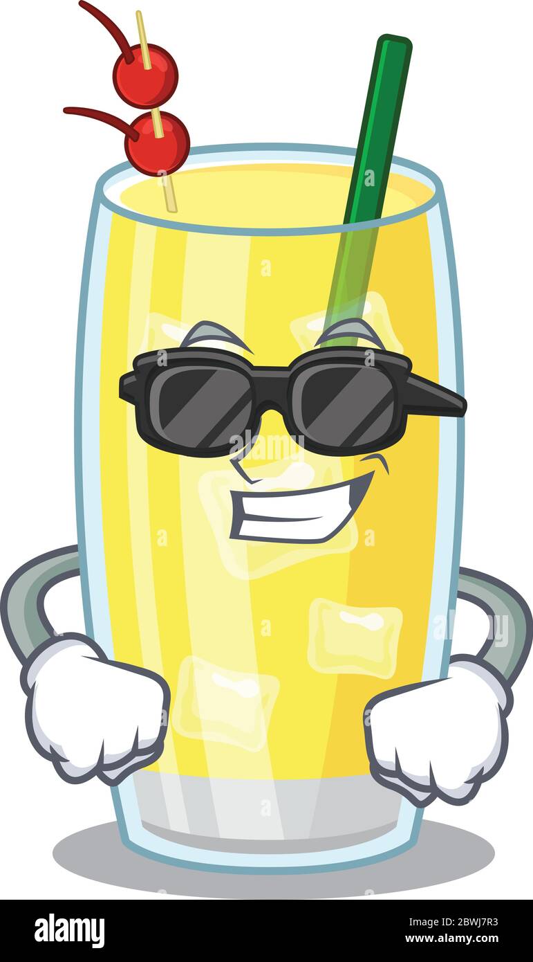 cartoon character of pina colada cocktail wearing classy black glasses ...