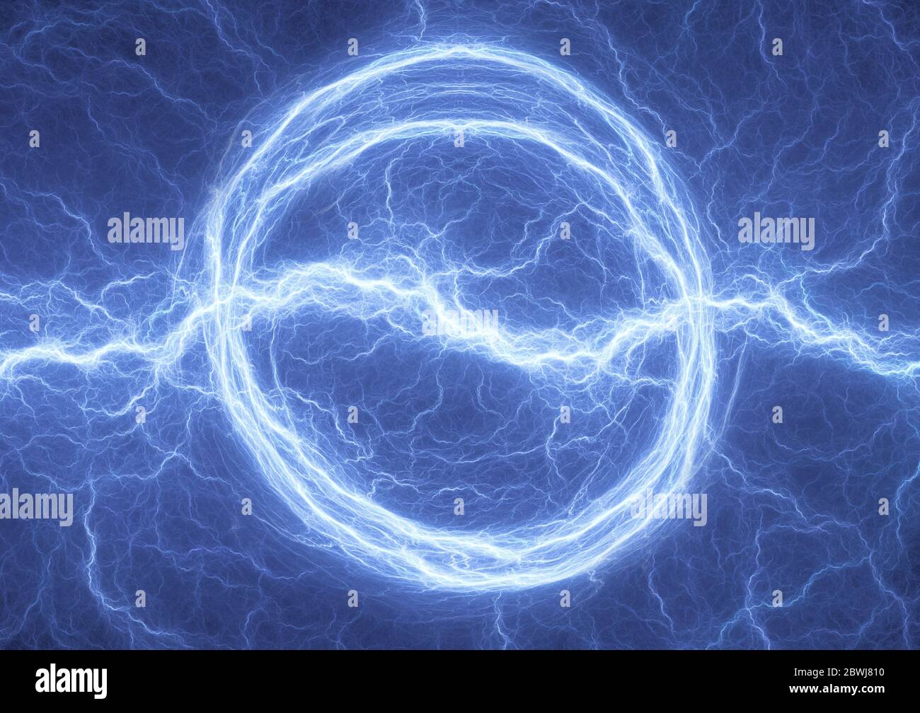 Blue lightning ball, abstract electrical plasma background Stock Photo ...