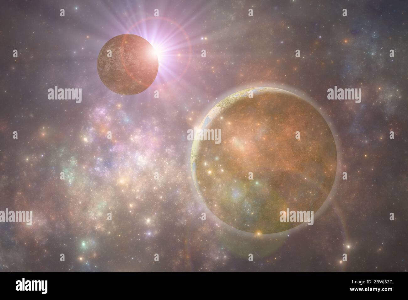 Deep space alien planet, fantasy universe 3d illustration Stock Photo ...