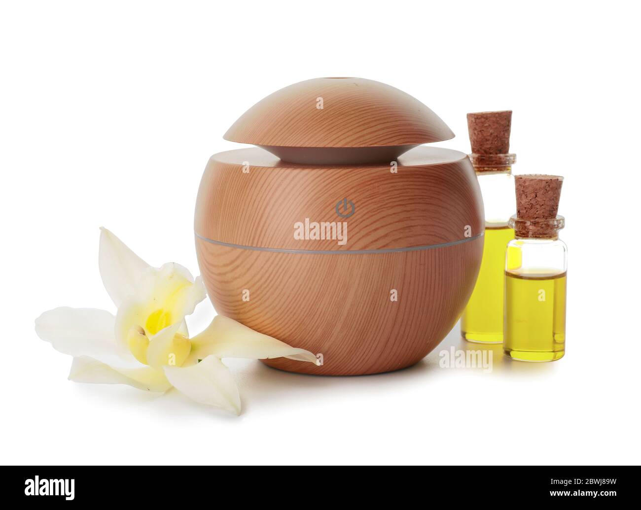 Aroma oil diffuser on white background Stock Photo - Alamy