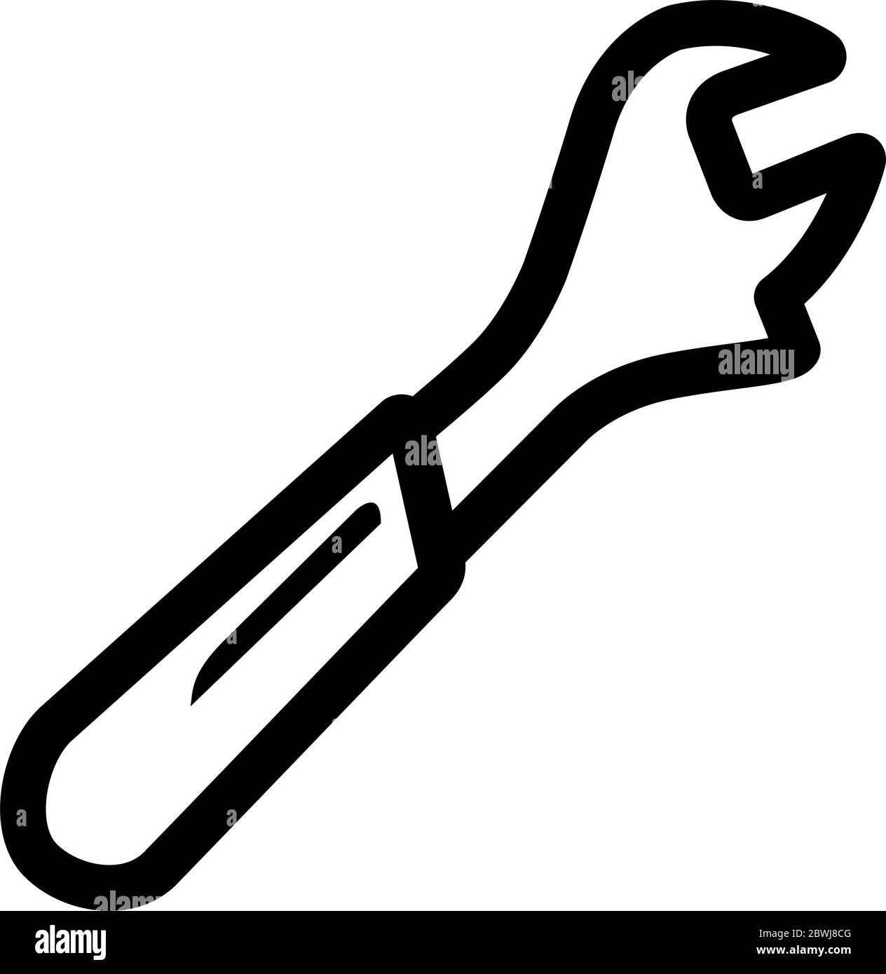 Wrench Line Icon In Flat Style For App, UI, Websites. Black Spanner ...
