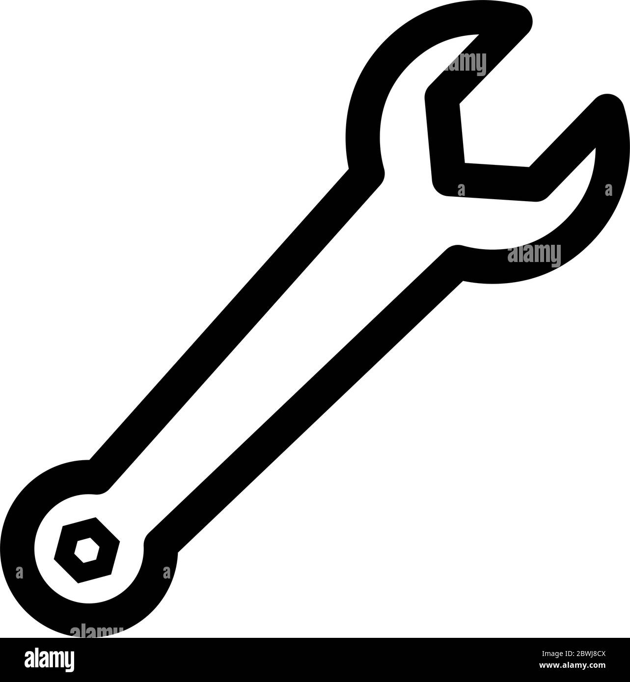 Wrench Line Icon In Flat Style For App, UI, Websites. Black Spanner ...