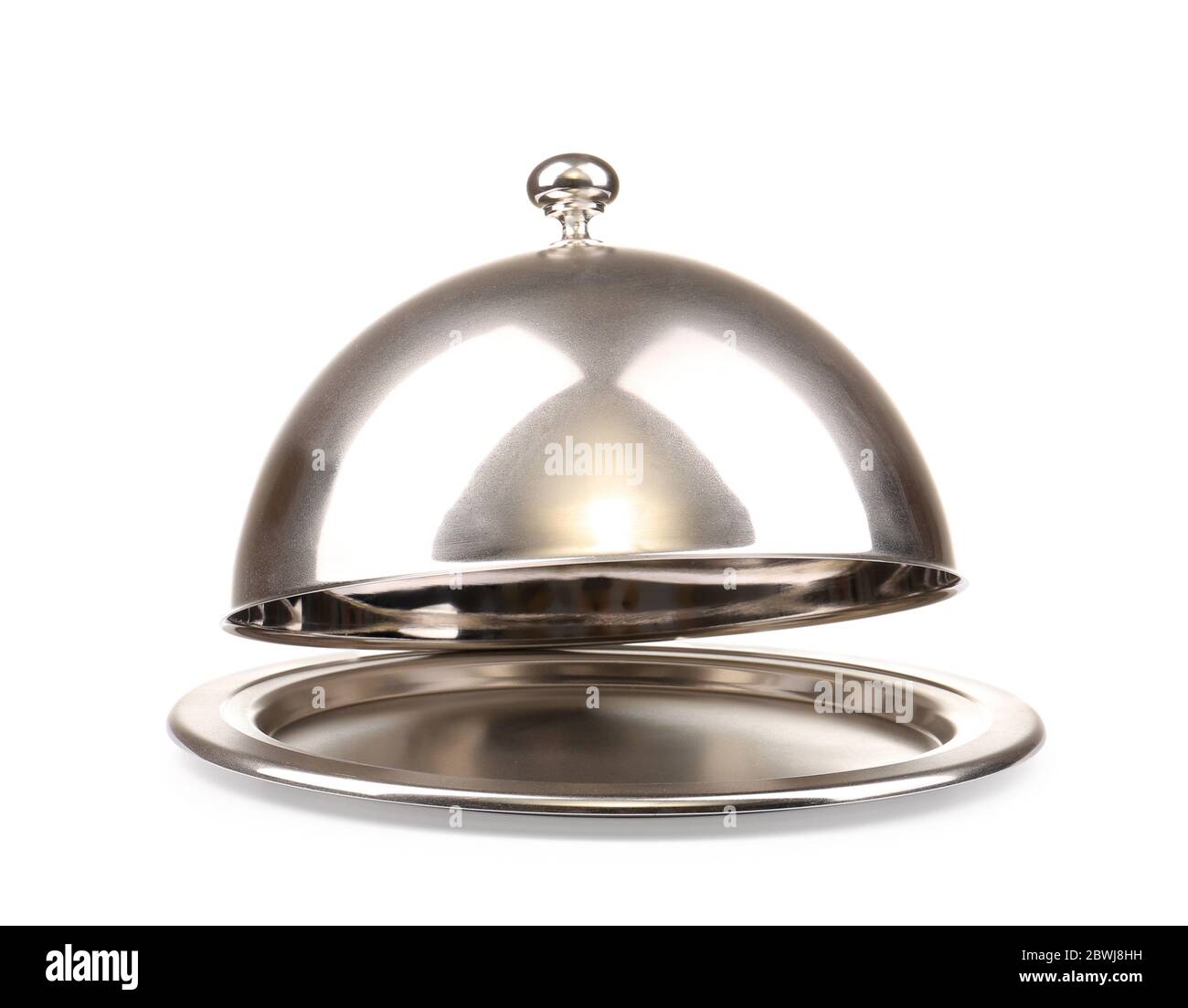 Tray and cloche on white background Stock Photo - Alamy