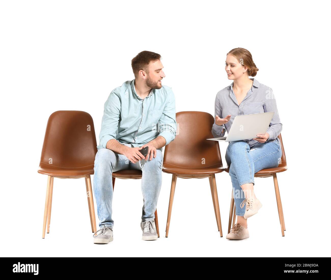 People waiting in line on white background Stock Photo - Alamy