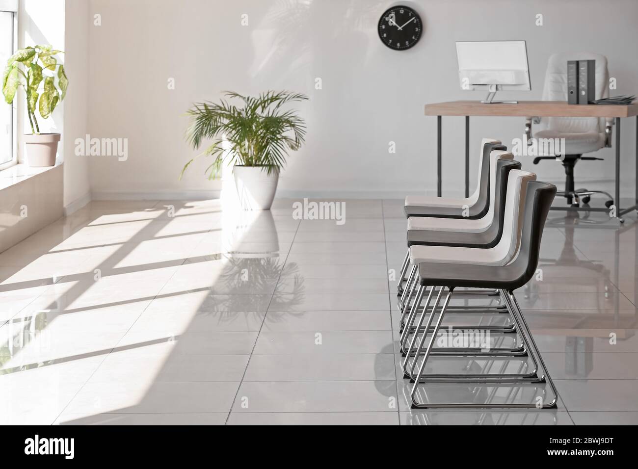 Interior of hall with empty chairs Stock Photo - Alamy