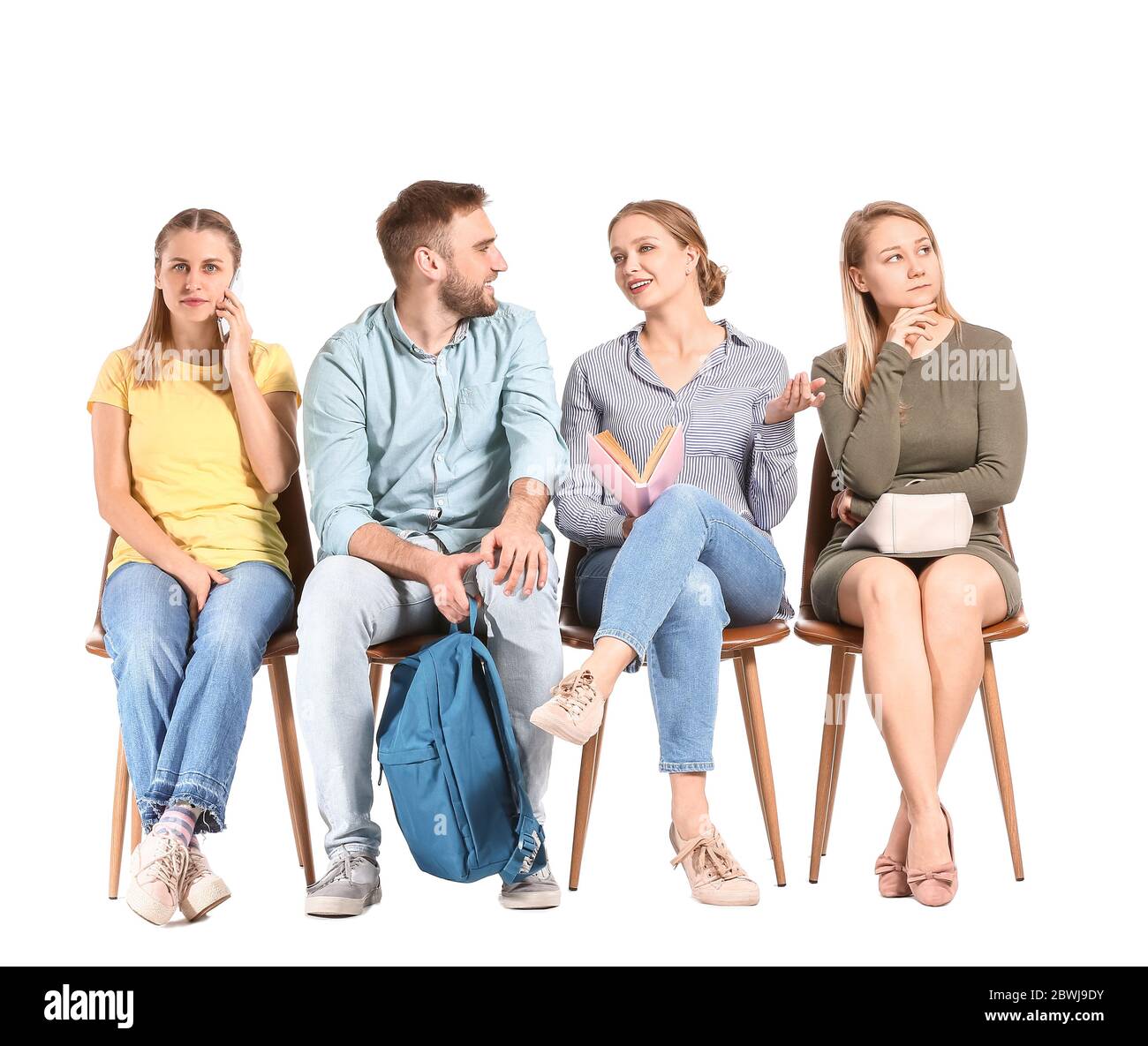 Business woman mobile waiting Cut Out Stock Images & Pictures - Alamy