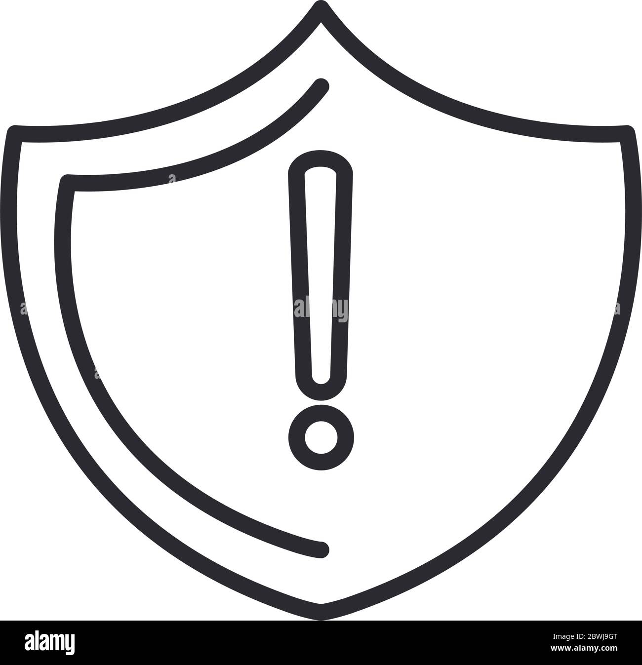 alert icon, shield protection warning sign, attention danger ...