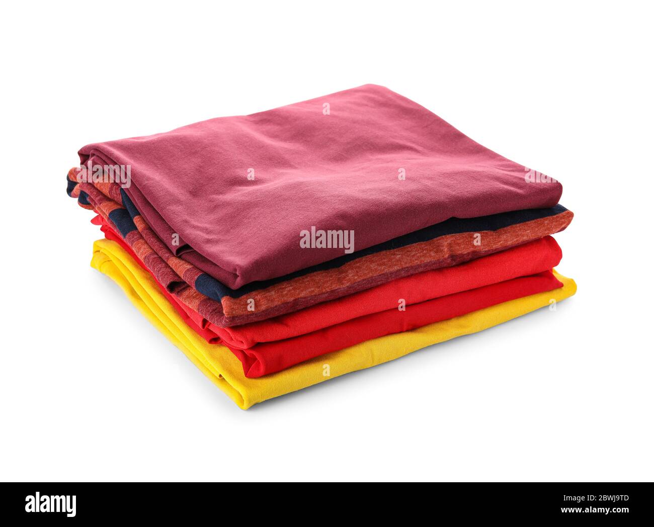 Stack of clean clothes on white background Stock Photo - Alamy