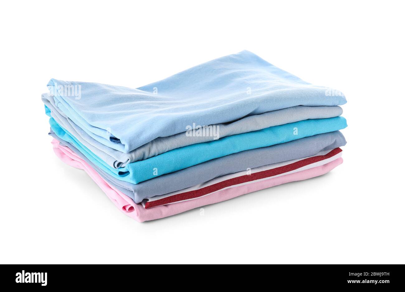 Stack of clean clothes on white background Stock Photo - Alamy