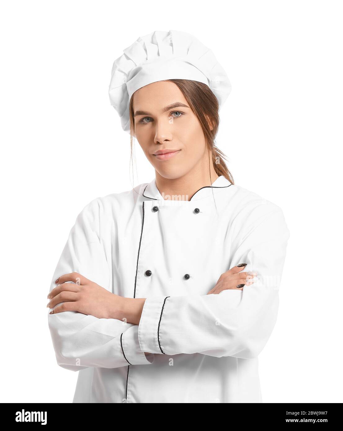 Transgender chef on white background Stock Photo - Alamy