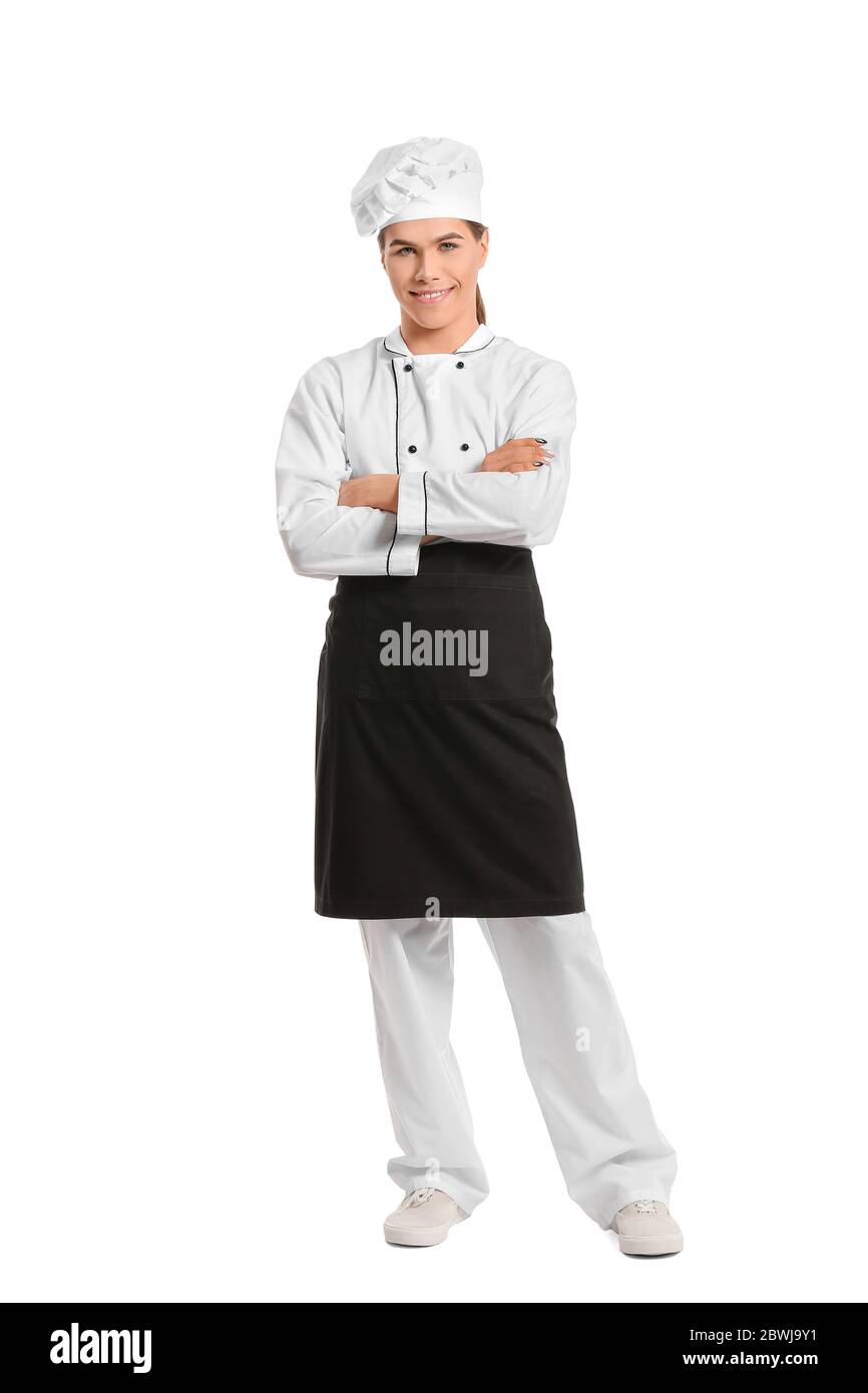 Transgender chef on white background Stock Photo - Alamy