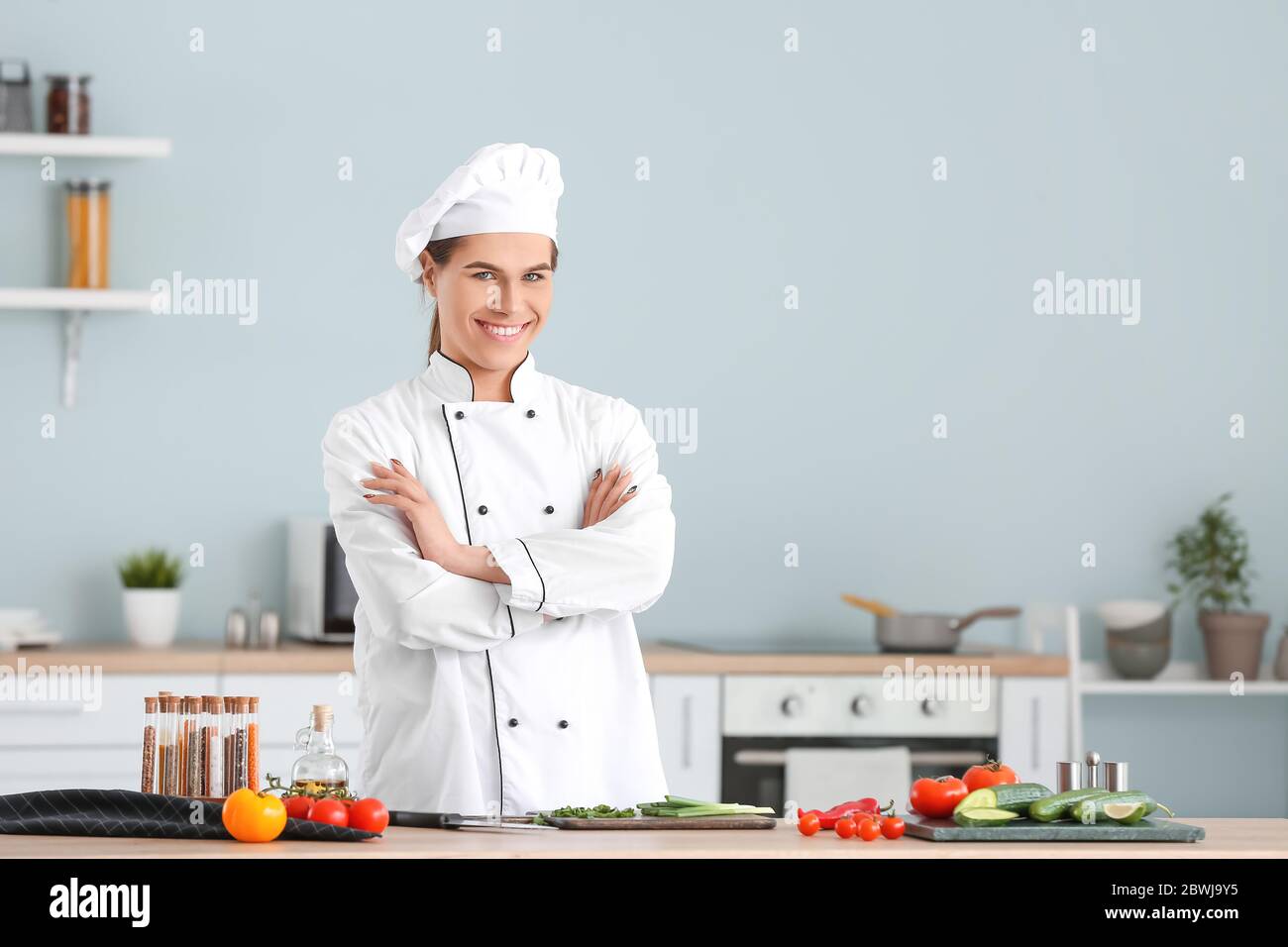 Transgender chef cooking in kitchen Stock Photo - Alamy
