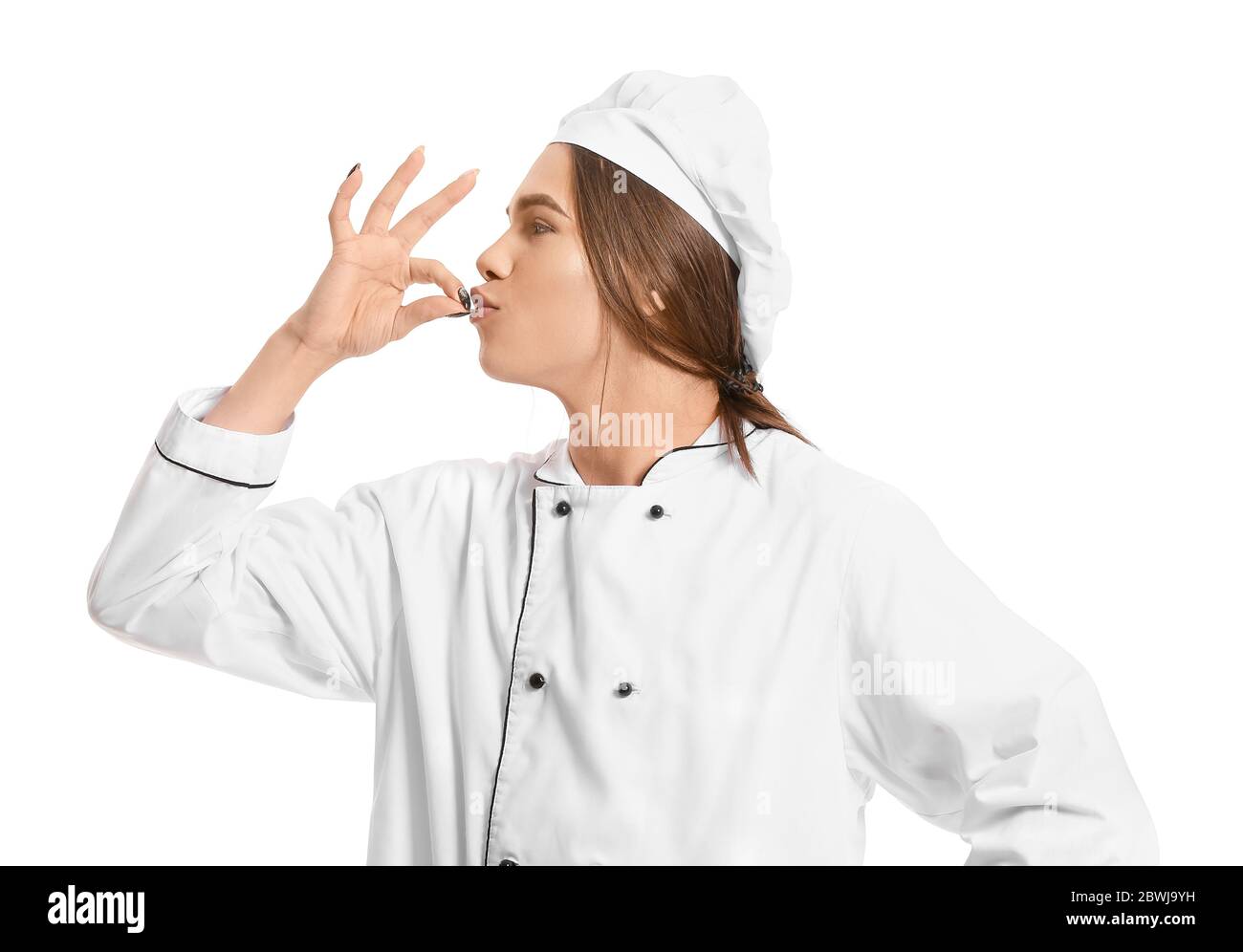 Transgender chef on white background Stock Photo - Alamy