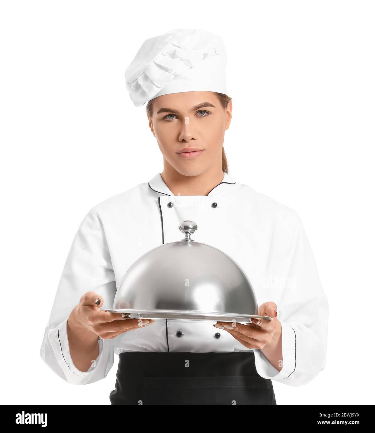 Transgender chef on white background Stock Photo - Alamy
