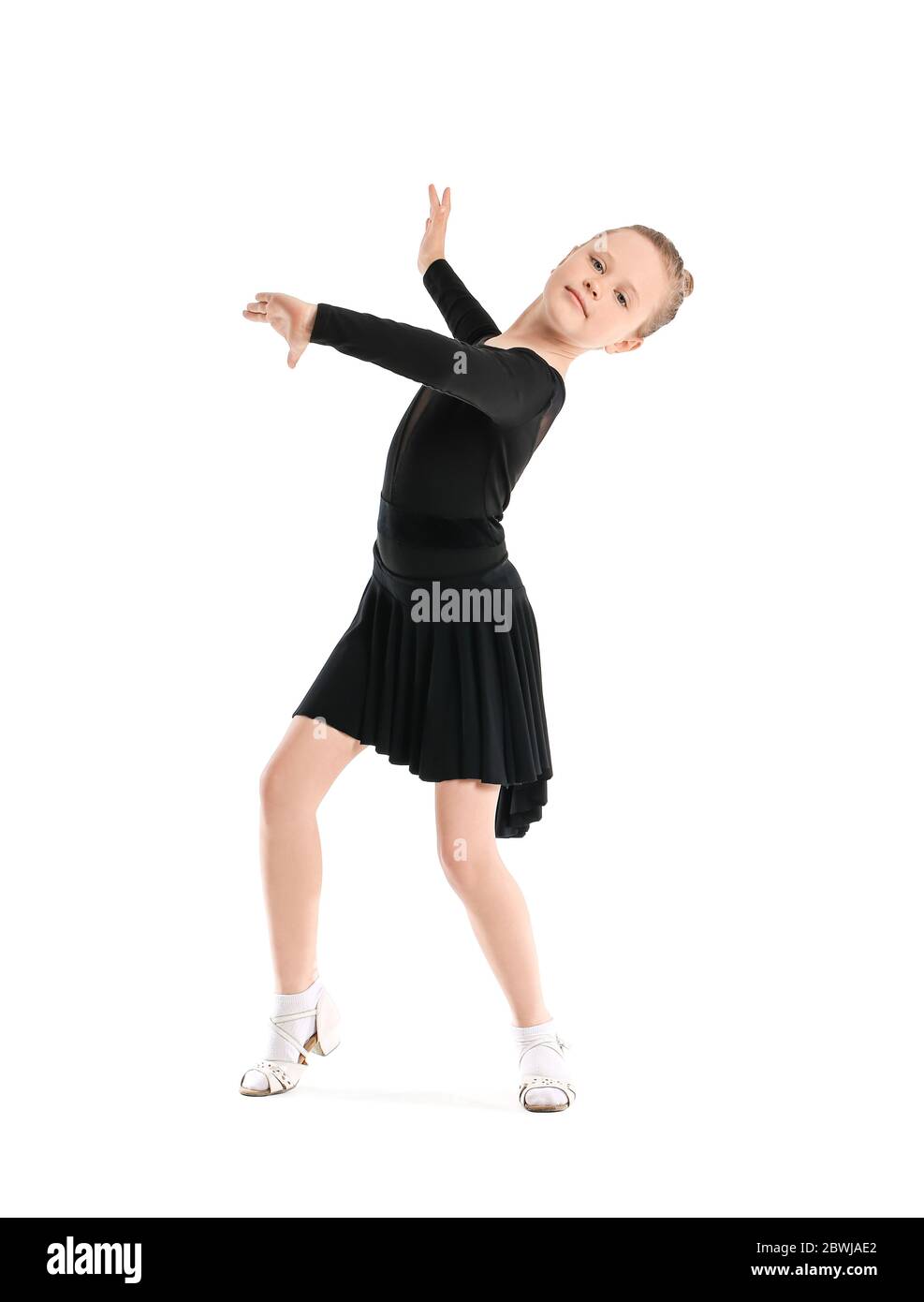 Little rhythmic gymnast on white background Stock Photo - Alamy