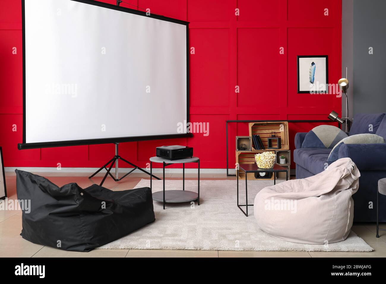 Interior of room with video projector Stock Photo - Alamy