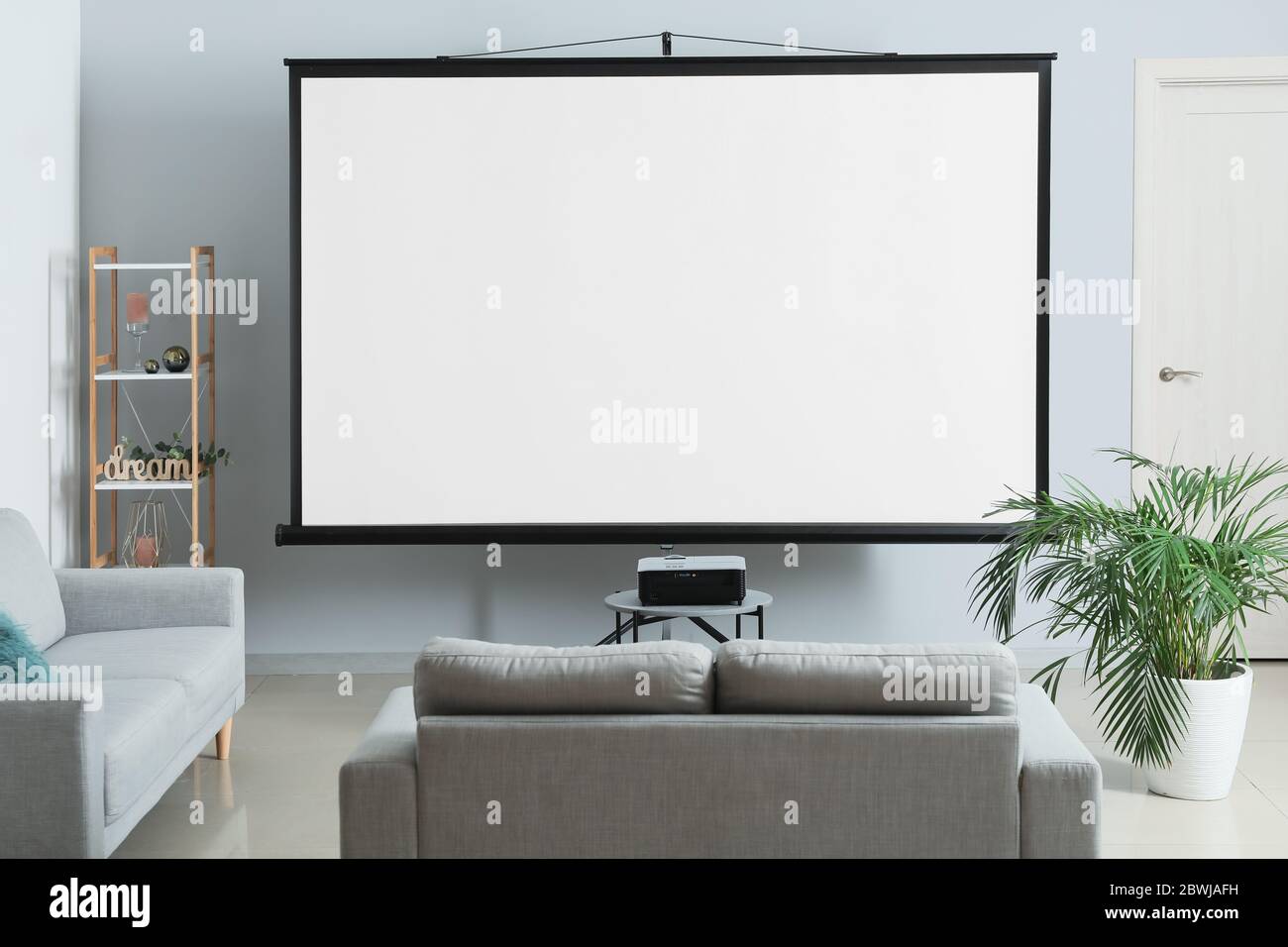 Interior of room with video projector Stock Photo - Alamy