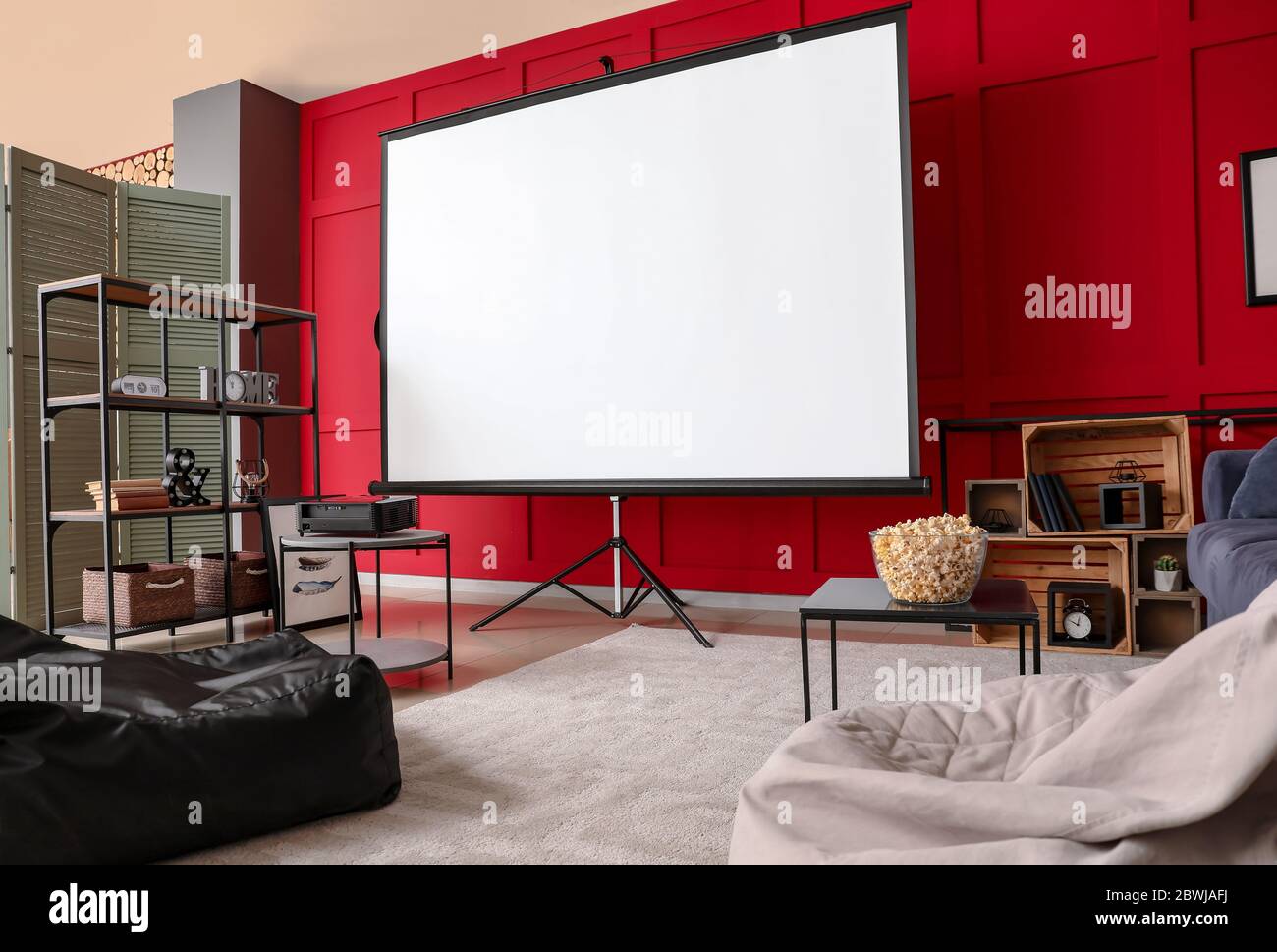 Interior of room with video projector Stock Photo - Alamy