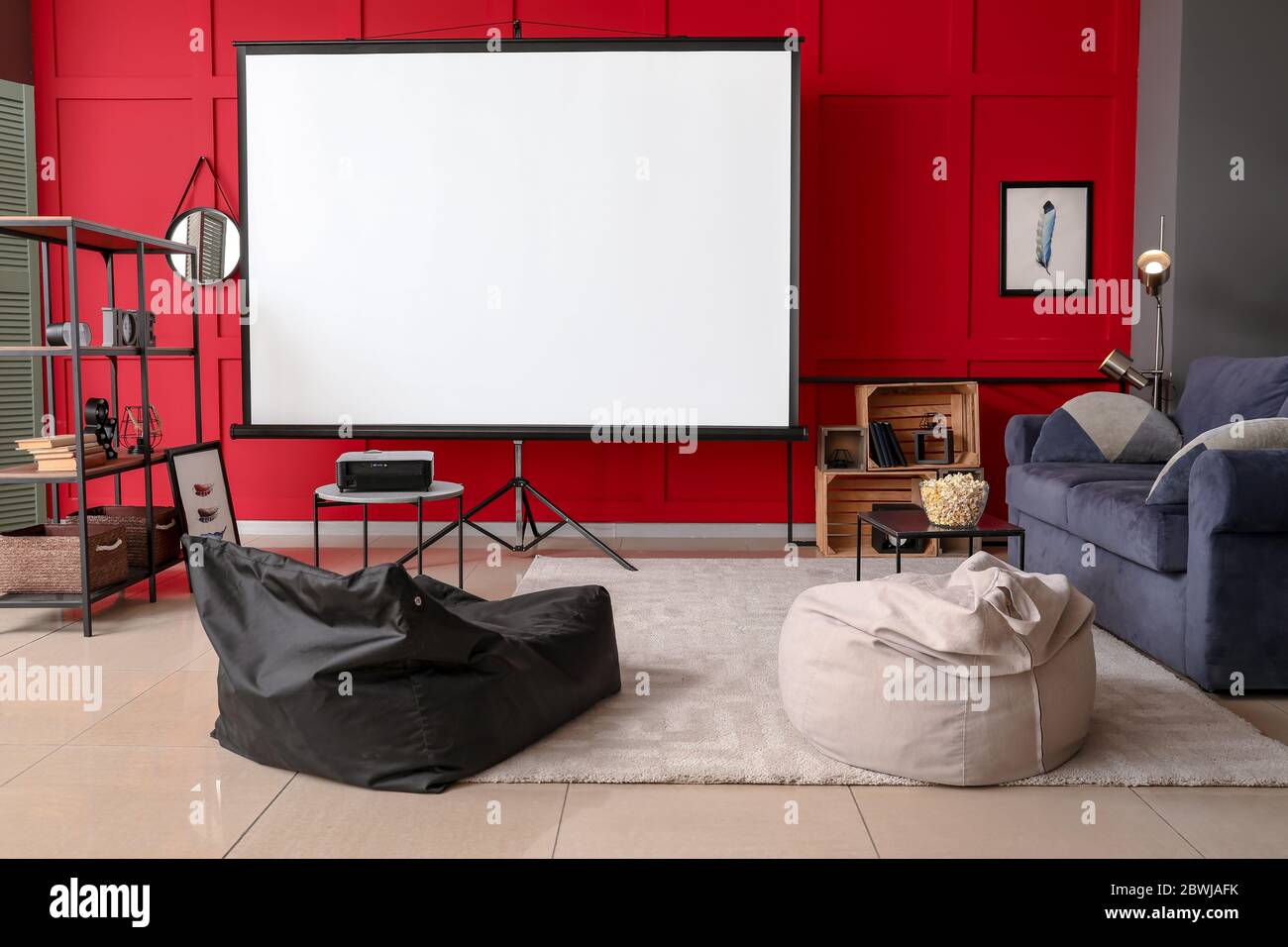 Interior of room with video projector Stock Photo - Alamy