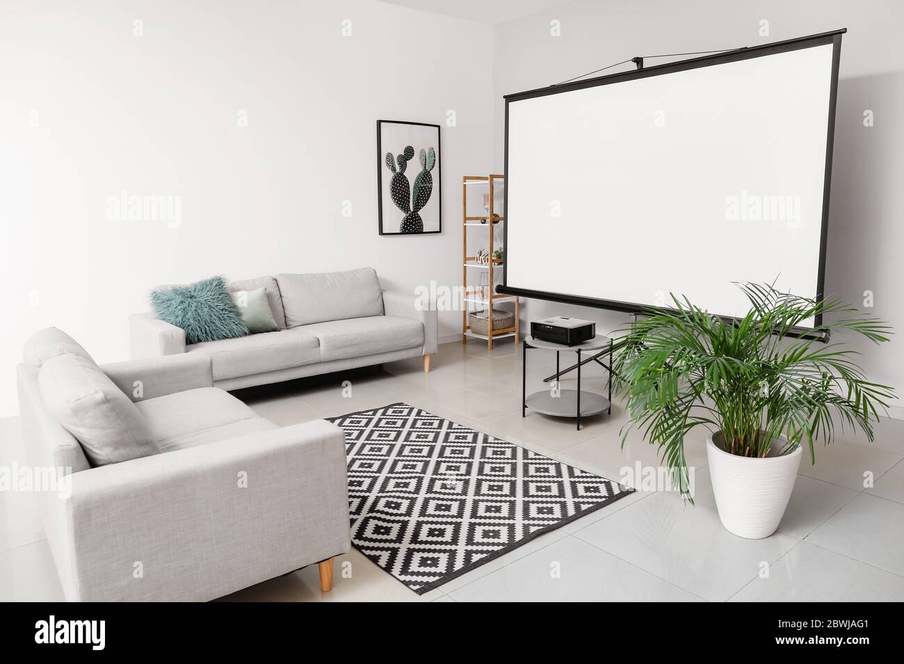 Interior of room with video projector Stock Photo - Alamy