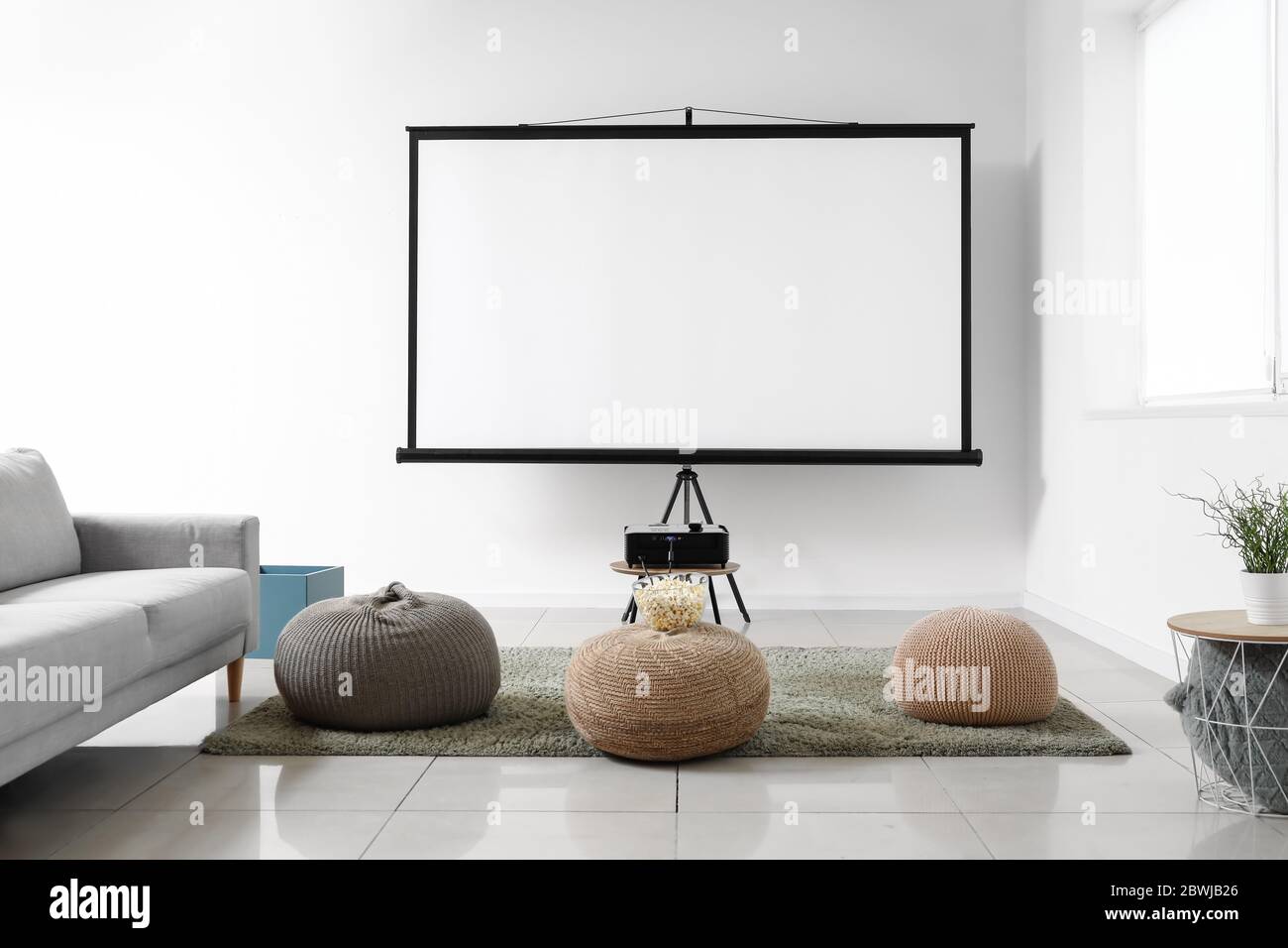 Interior of room with video projector Stock Photo - Alamy