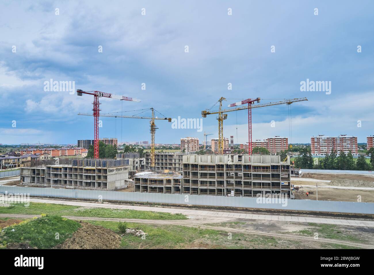 tower cranes on a construction site Stock Photo - Alamy