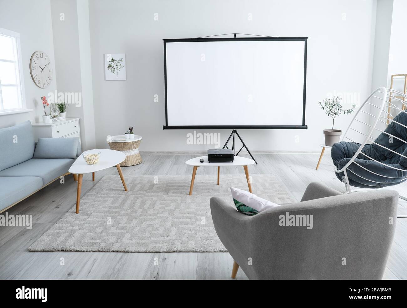 Interior of room with video projector Stock Photo - Alamy