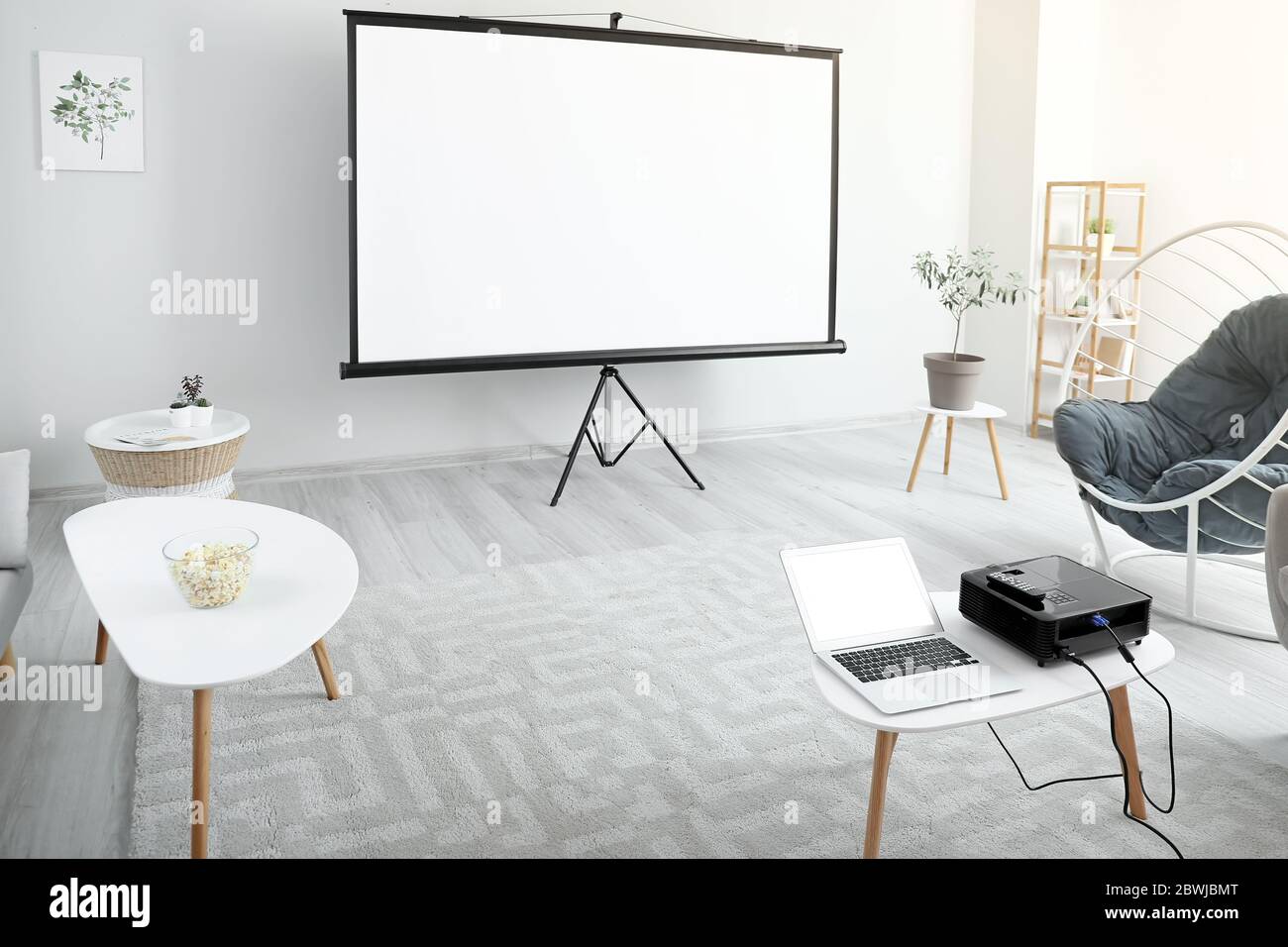 Interior of room with video projector Stock Photo - Alamy